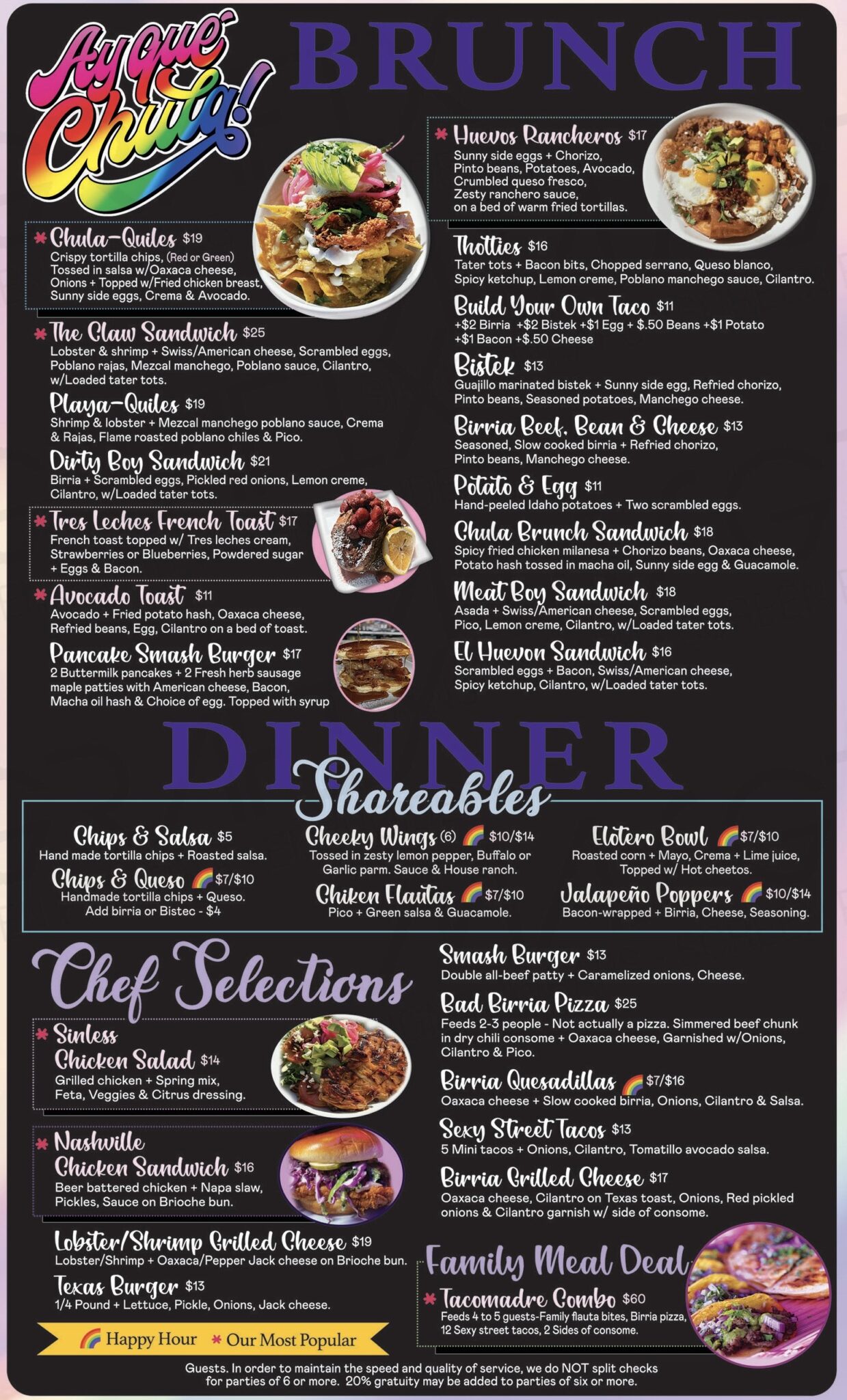 Ay Que Chula Menus – Ay Que Chula