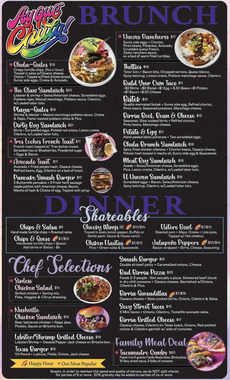 Ay Que Chula Menus – Ay Que Chula