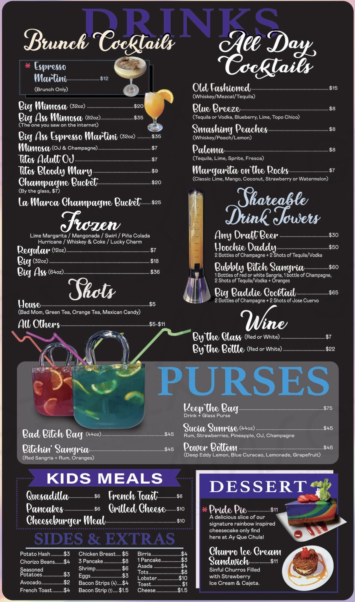 Ay Que Chula Menus – Ay Que Chula